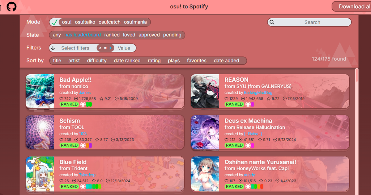 osufindsongs – find osu! songs & convert 🎵